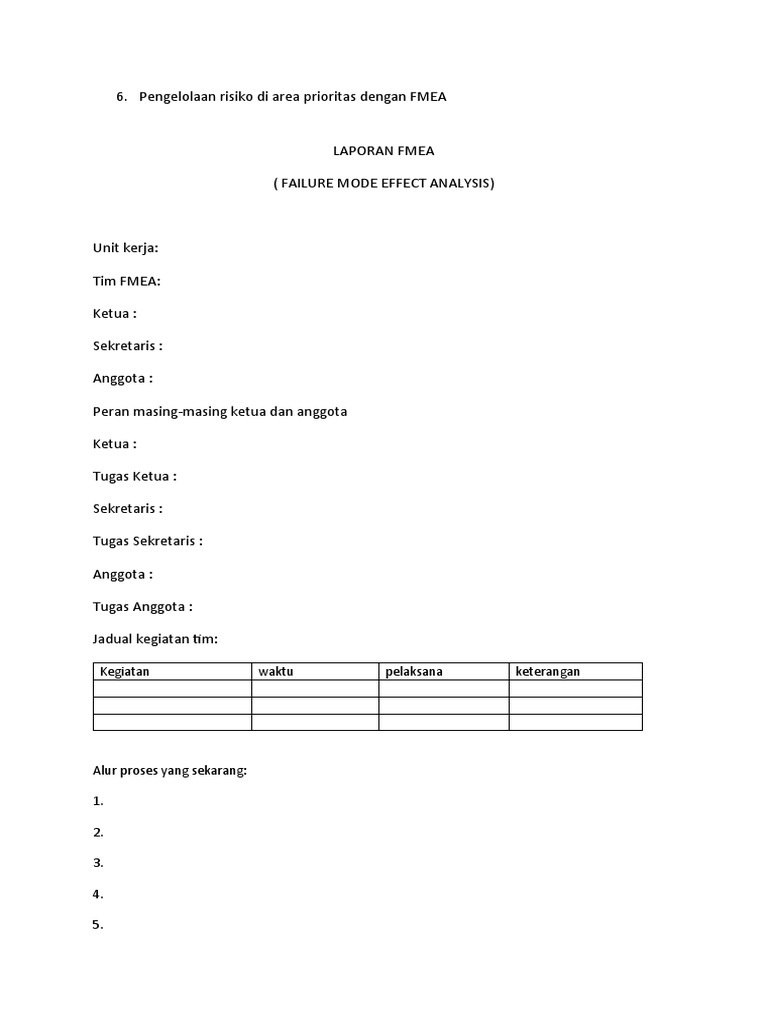 Template Manajemen Risiko Fmea Pdf