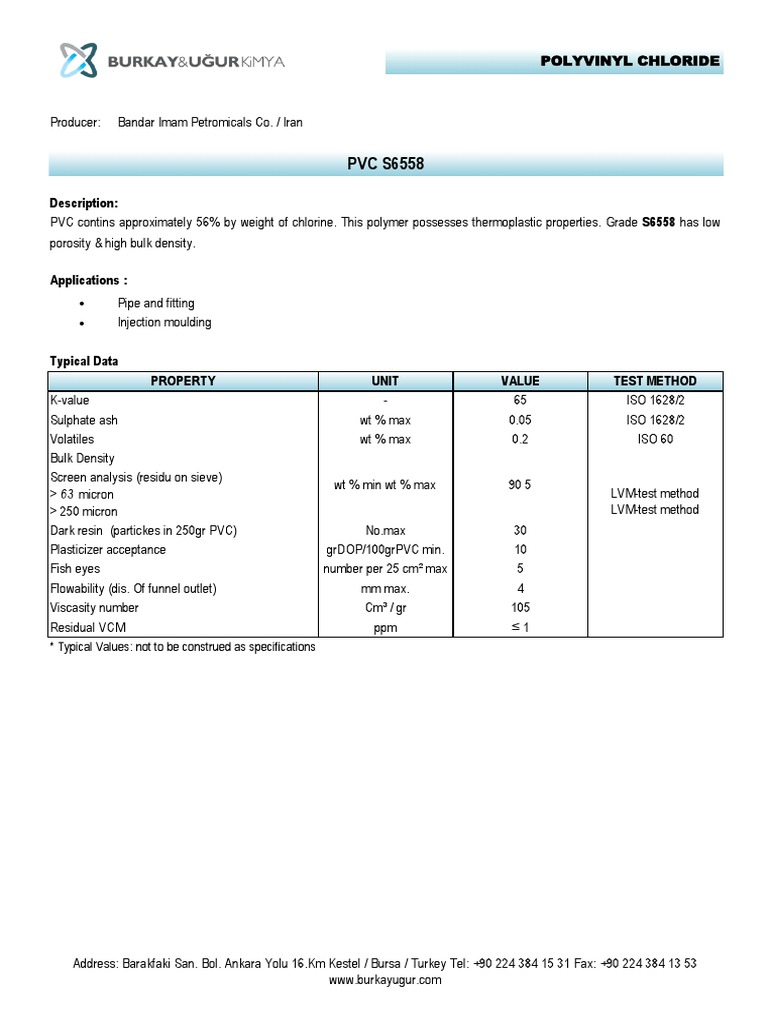 PVC S6558: Polyvinyl Chloride | PDF