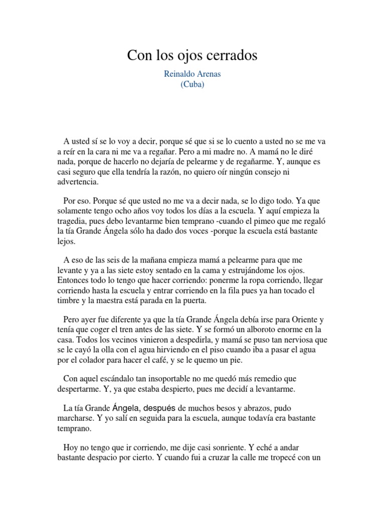 Con Los Ojos Cerrados | PDF | Cuba | Novelas