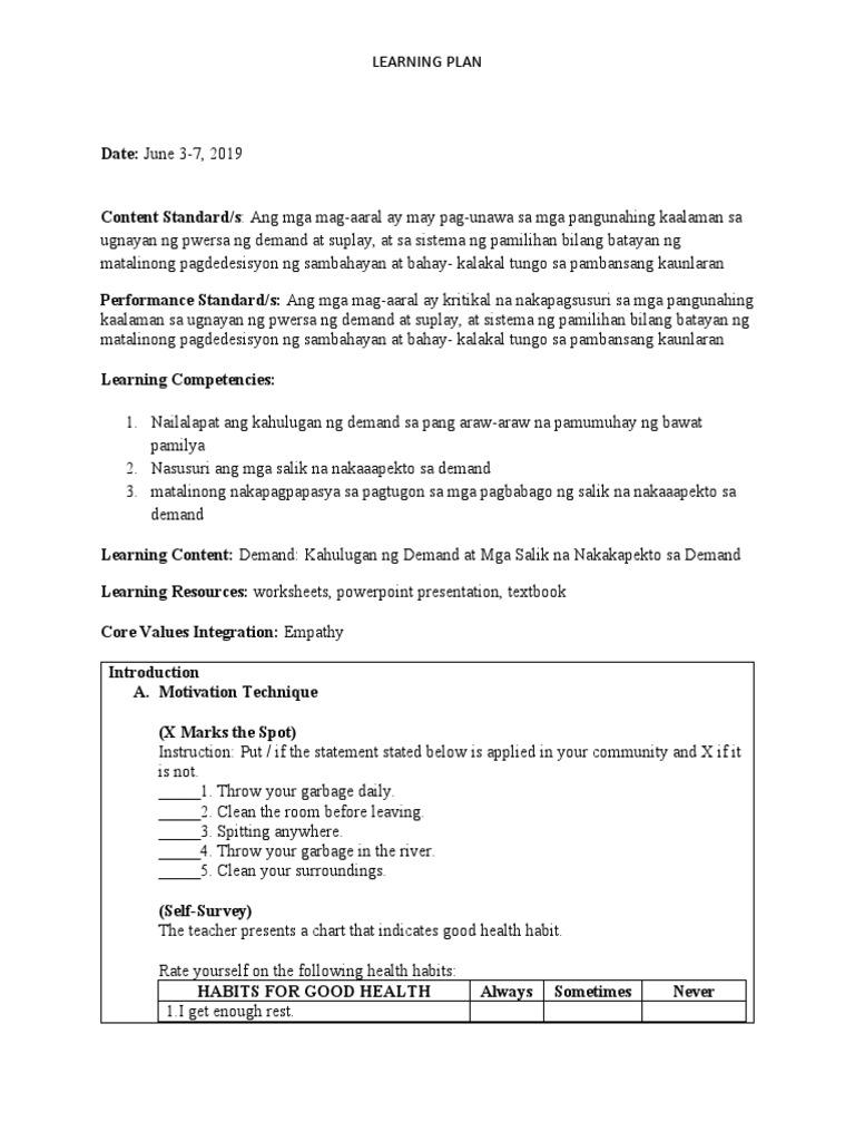 Weekly Learning Plan Template 3is Sample | Download Free PDF ...