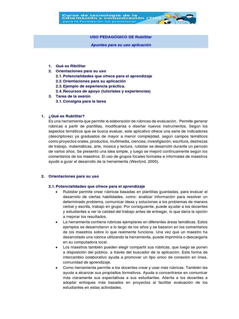 Orientaciones para El Uso de RubiStar | PDF | Rúbrica (Académica ...