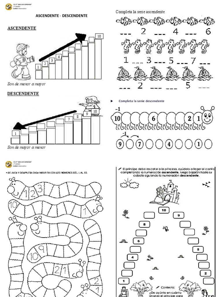 Ascendente y Descendente de Números Naturales | PDF