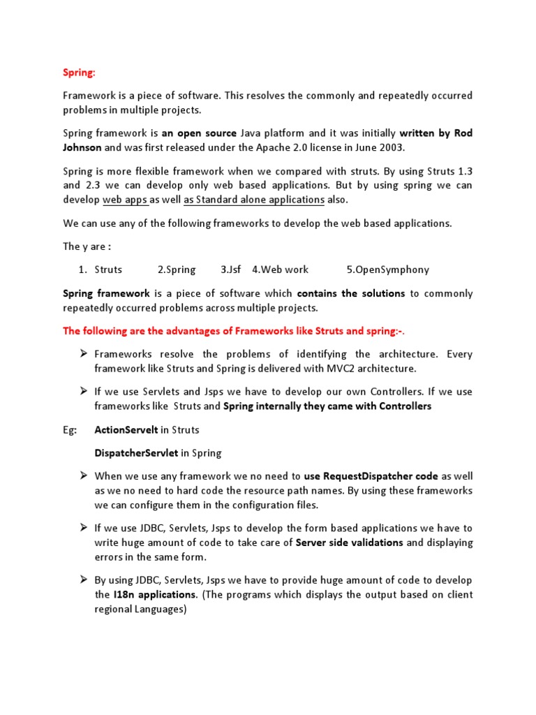 Spring Notes PDF | PDF | Spring Framework | Model–View–Controller Spring Notes PDF | PDF | Spring Framework | Model–View–Controller