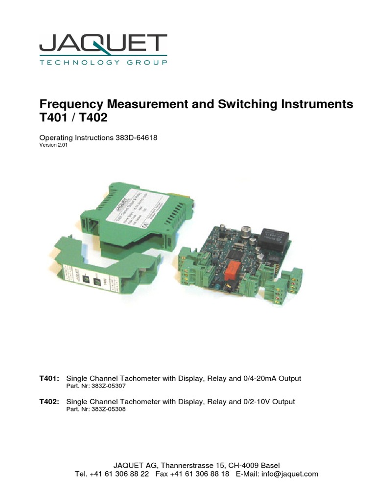 Configuring Frequency Measurement Instruments: An Instruction Manual for Jaquet T401 and T402 ...