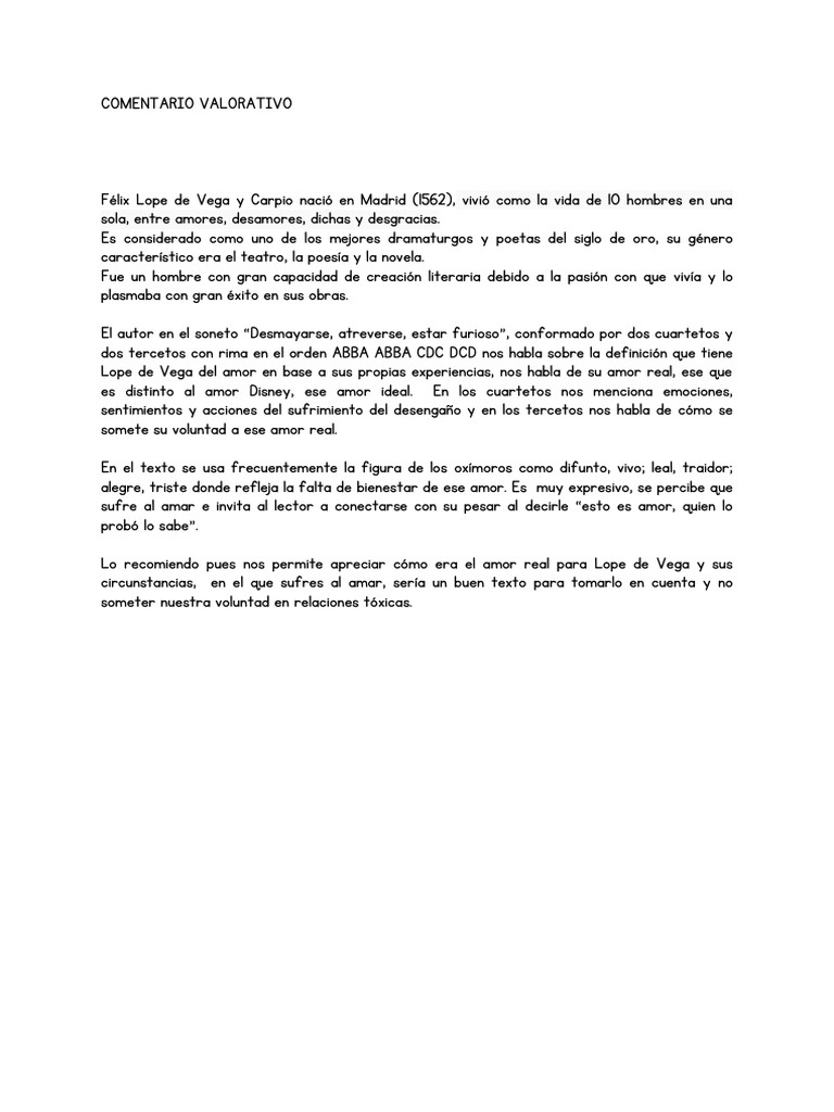 Comentario Valorativo | PDF