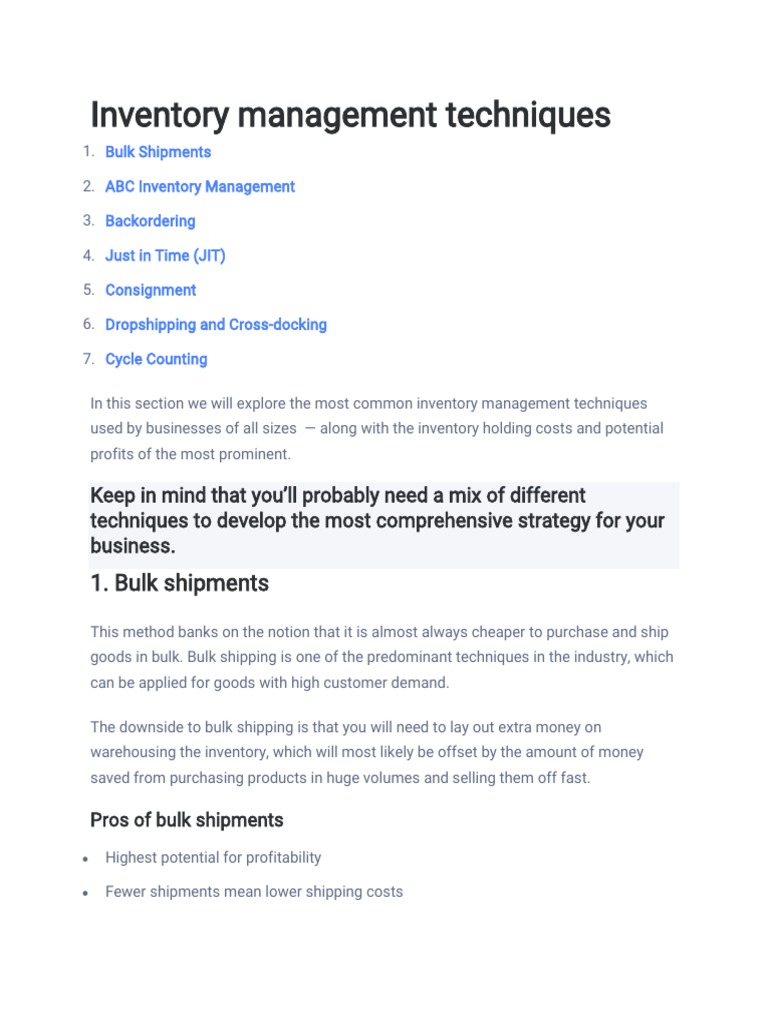 Inventory Management Techniques | PDF | Business