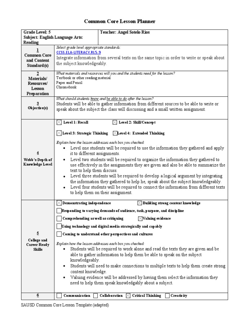 Lesson Plan 2 Educ 204 | PDF | Critical Thinking | Educational Assessment