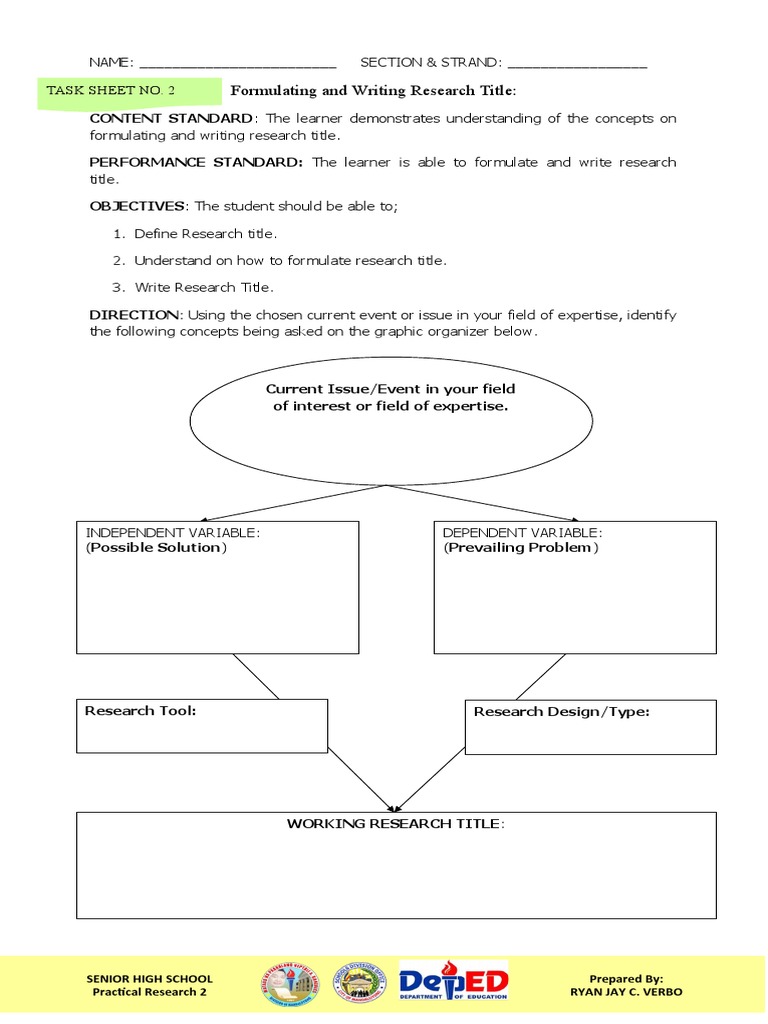 PR 2 Task 2 Formulating Research Title | PDF