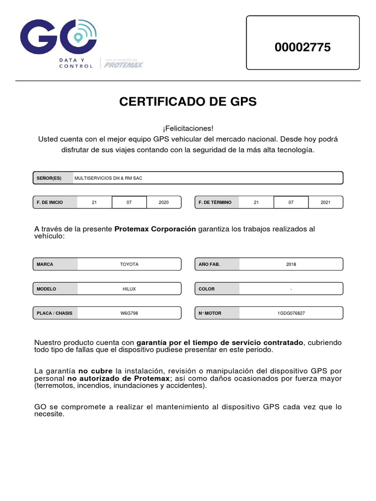Certificado de GPS Protemax 2020-2021 | PDF | Sistema de ...