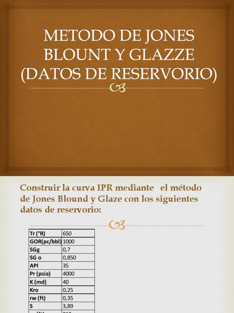 METODO DE JONES BLOUNT Y GLAZZE (Disertacion, RESERVORIO) PDF | PDF