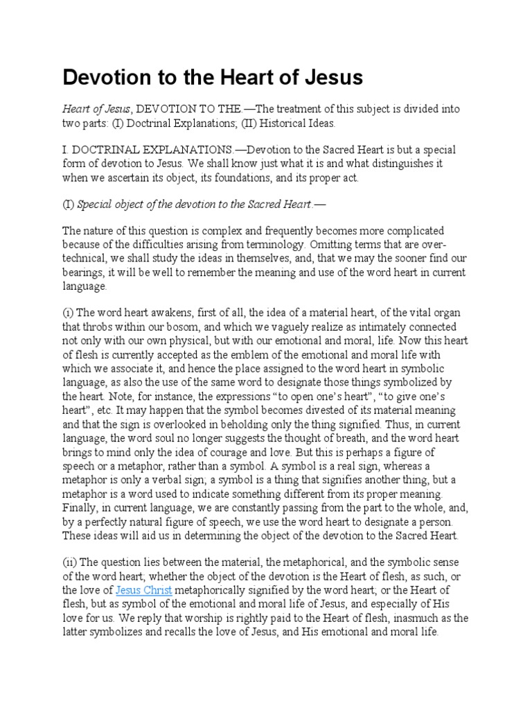 Devotion To The Heart of Jesus | PDF | Catholic Church | Eucharist