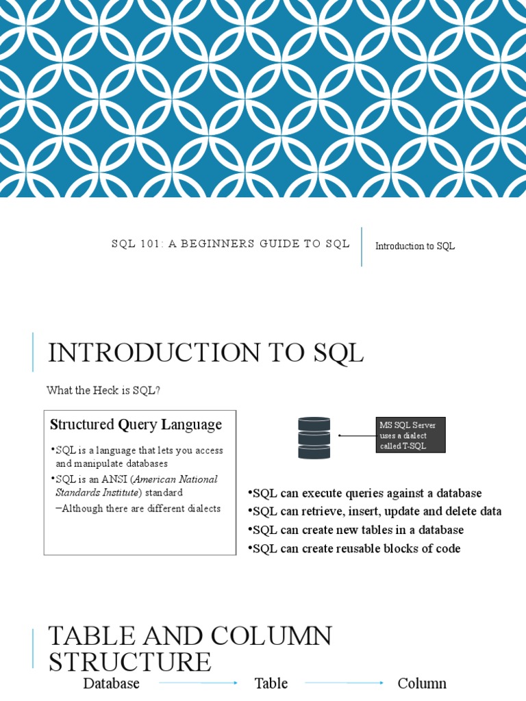Sql 101 A Beginners Guide To Sql Pdf Sql Relational Model 4079