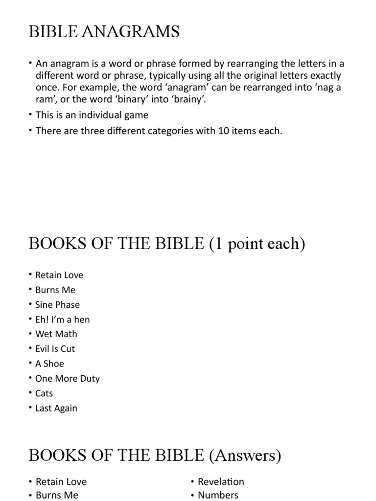 Bible Anagrams | PDF