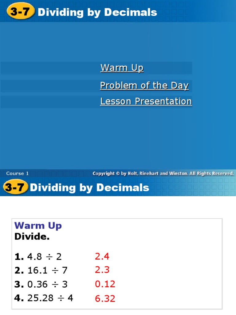 Dividing Decimals: Methods and Examples | PDF | Division (Mathematics ...