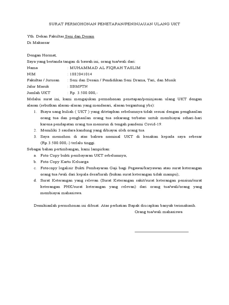 Surat Permohonan Penetapan Umum | PDF