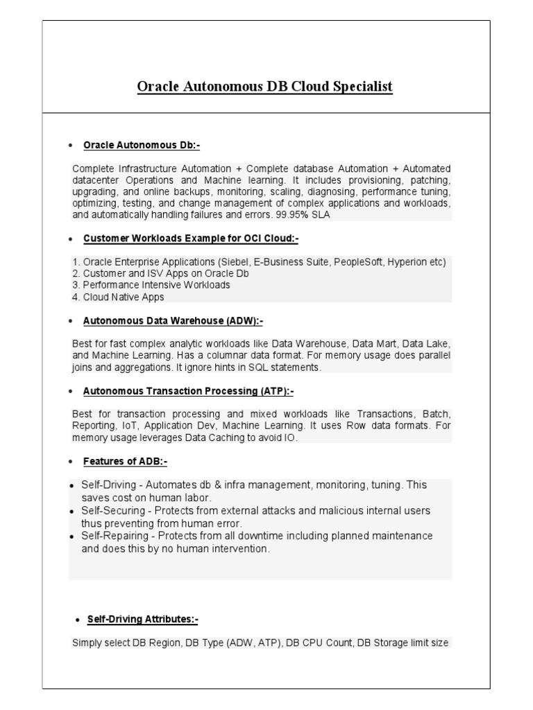 Oracle Autonomous DB Cloud Specialist | PDF | Databases | Database Index
