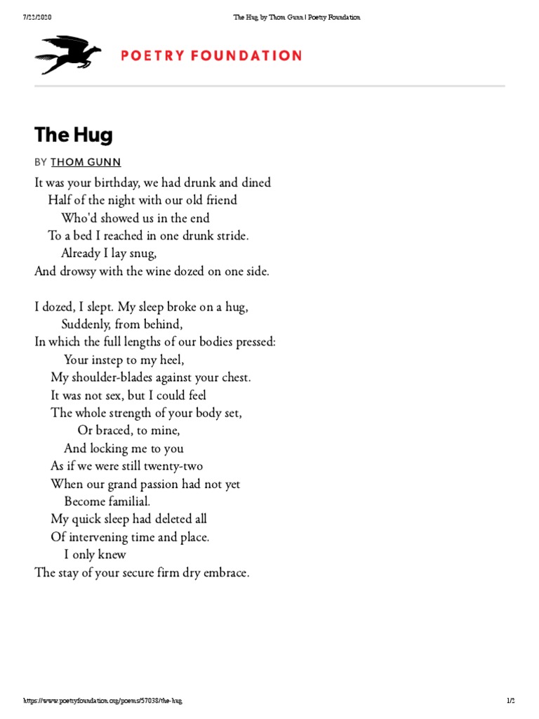 The Hug by Thom Gunn - Poetry Foundation | PDF