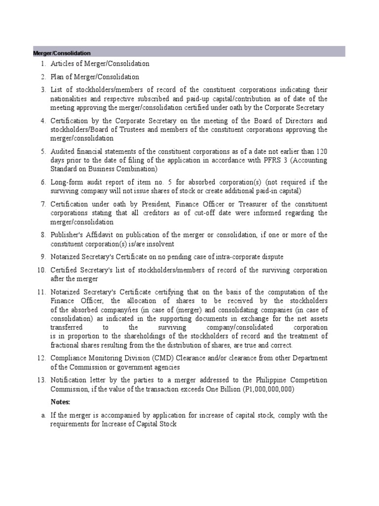 Requirements Merger-Consolidation | Download Free PDF | Consolidation ...