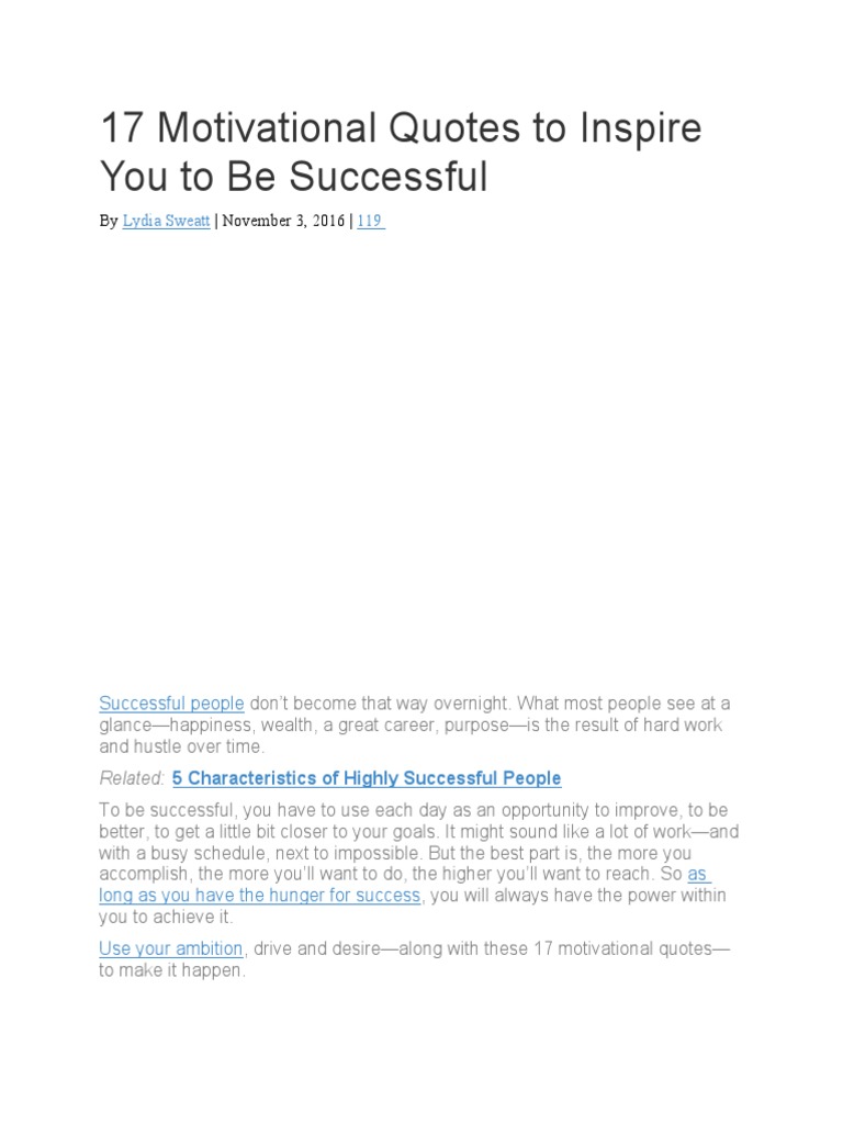 17 Motivational Quotes To Inspire You To Be Successful | PDF