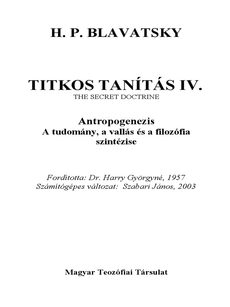 +blavatsky - Titkos Tanitas IV. | PDF