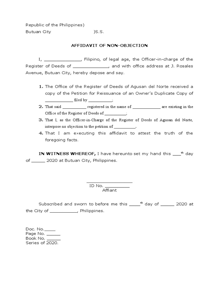 Affidavit of NON-OBJECTION | PDF