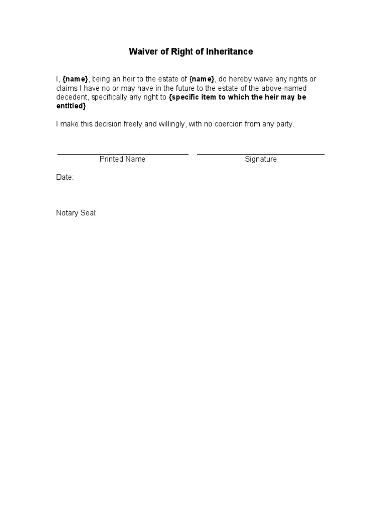 Waiver Right Inheritance | PDF
