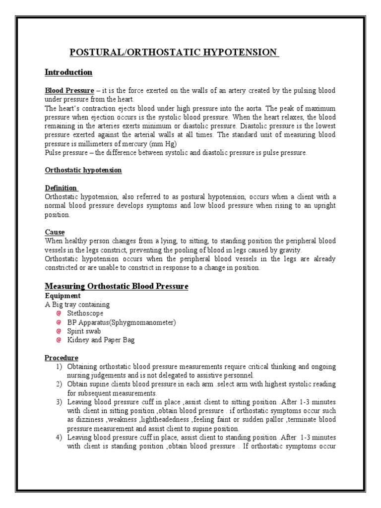 Postural Hypotension | PDF | Blood Pressure | Angiology