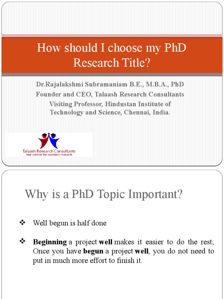 How Should I Choose My PHD Research Title? | PDF | Educational ...