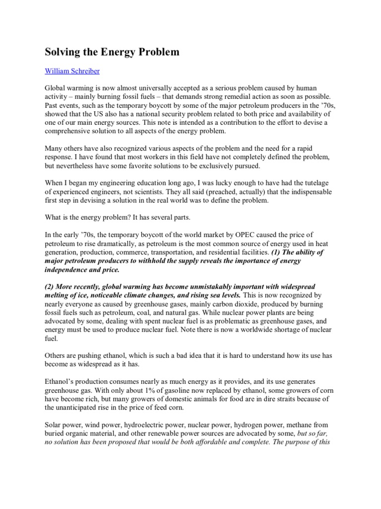 Solving The Energy Problem | PDF | Fuels | Natural Gas