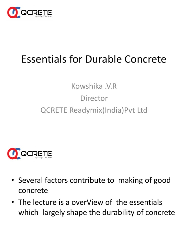 Essentials For Durable Concrete | Download Free PDF | Concrete | Cement