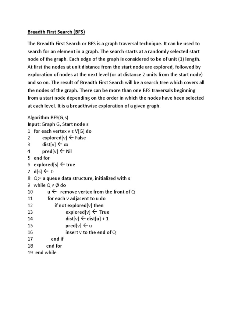 Breadth First Search | PDF | Queue (Abstract Data Type) | Discrete ...