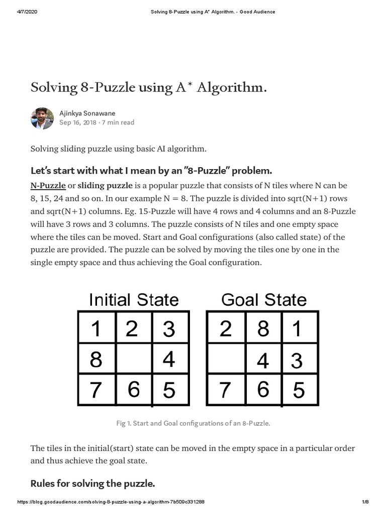 Solving 8-Puzzle Using A - Algorithm. - Good Audience | PDF | Algorithms And Data Structures ...