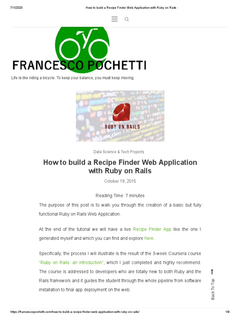 How To Build A Recipe Finder Web Application With Ruby On Rails Pdf Ruby On Rails Web 0939