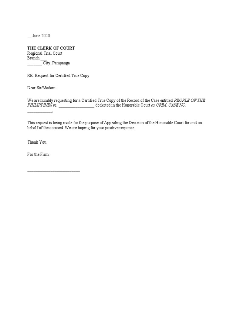 RTC Certified Copy Request | PDF