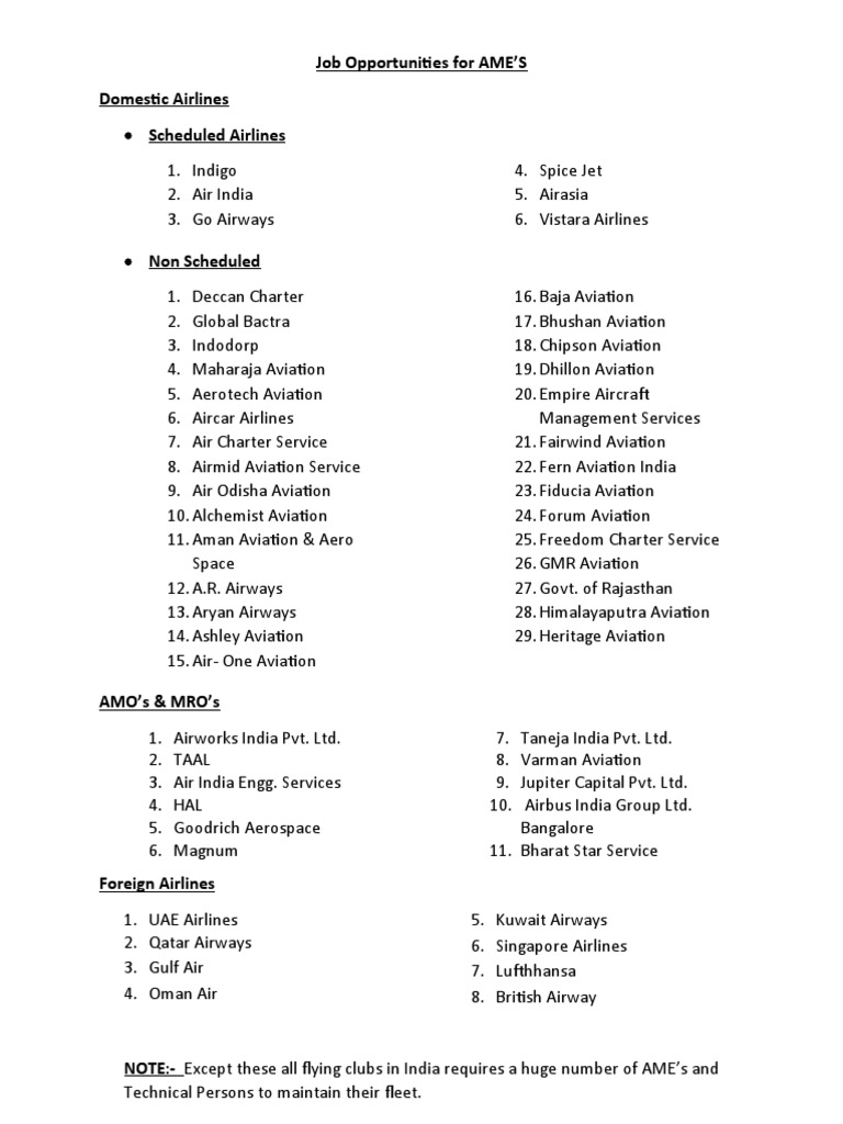 AME Job Opportunities in Aviation | PDF | Airlines | Aviation