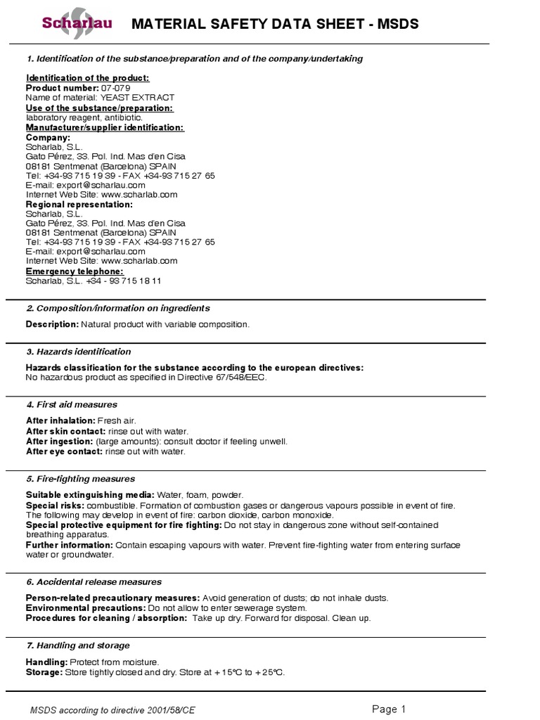 Material Safety Data Sheet - MSDS: 1. Identification of The Substance ...