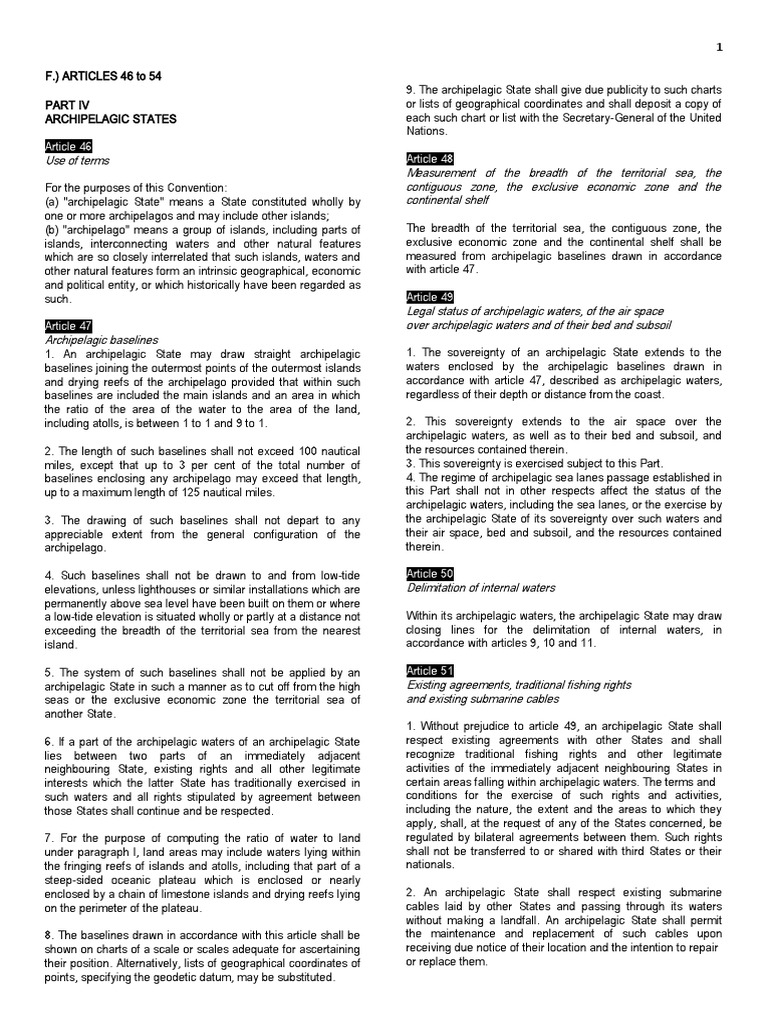 Article 46 Article 48 | PDF | Territorial Waters | Exclusive Economic Zone