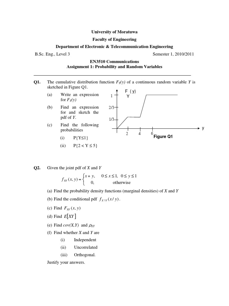 EN3510 Assignment1 2010 | PDF | Probability Density Function | Measure Theory