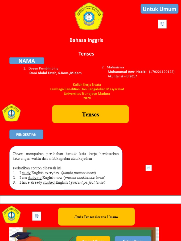 Materi Bhs Inggris Tentang Tenses (Verbal) - Pengabdian LPPM UTM | PDF ...