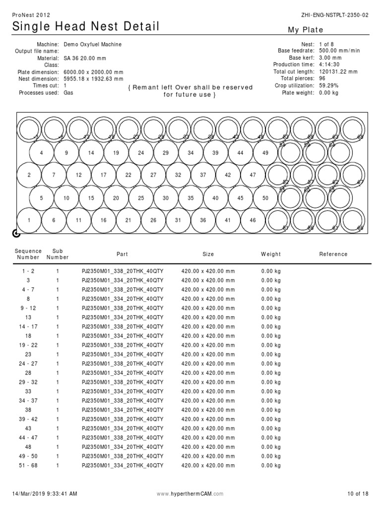 Single Head Nest Detail: (Remant Left Over Shall Be Reserved For Future ...