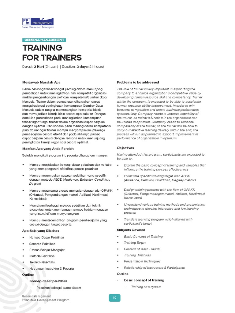 Brosur - Training For Trainers | PDF