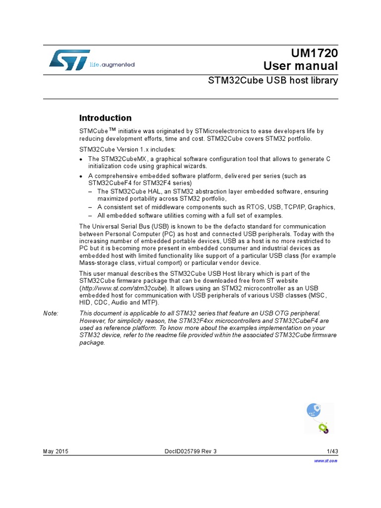 UM1720 User Manual: STM32Cube USB Host Library | PDF | Application Programming Interface | Usb