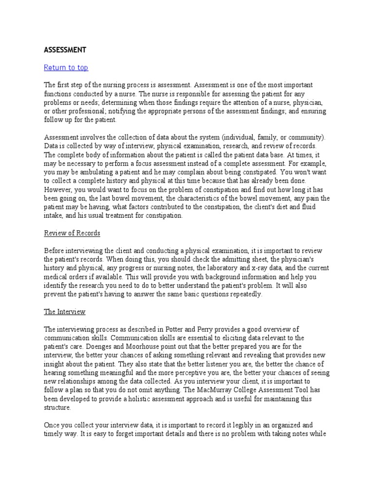 Assessment | PDF | Nursing | Constipation