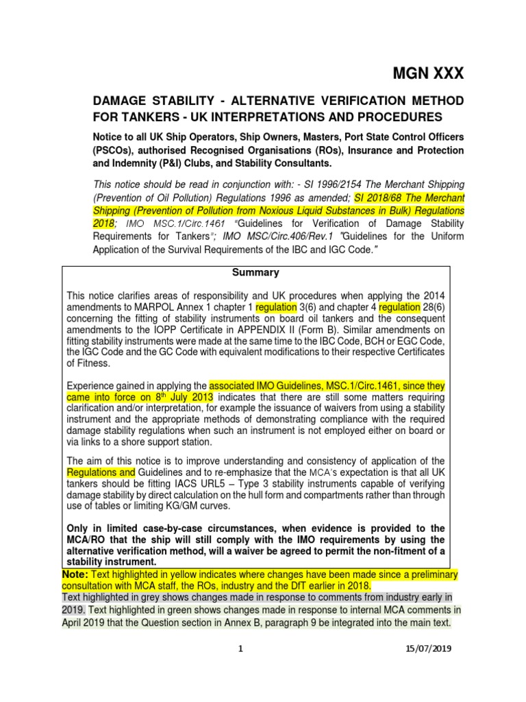 Damage Stability Verification for Tankers | PDF | Verification And ...