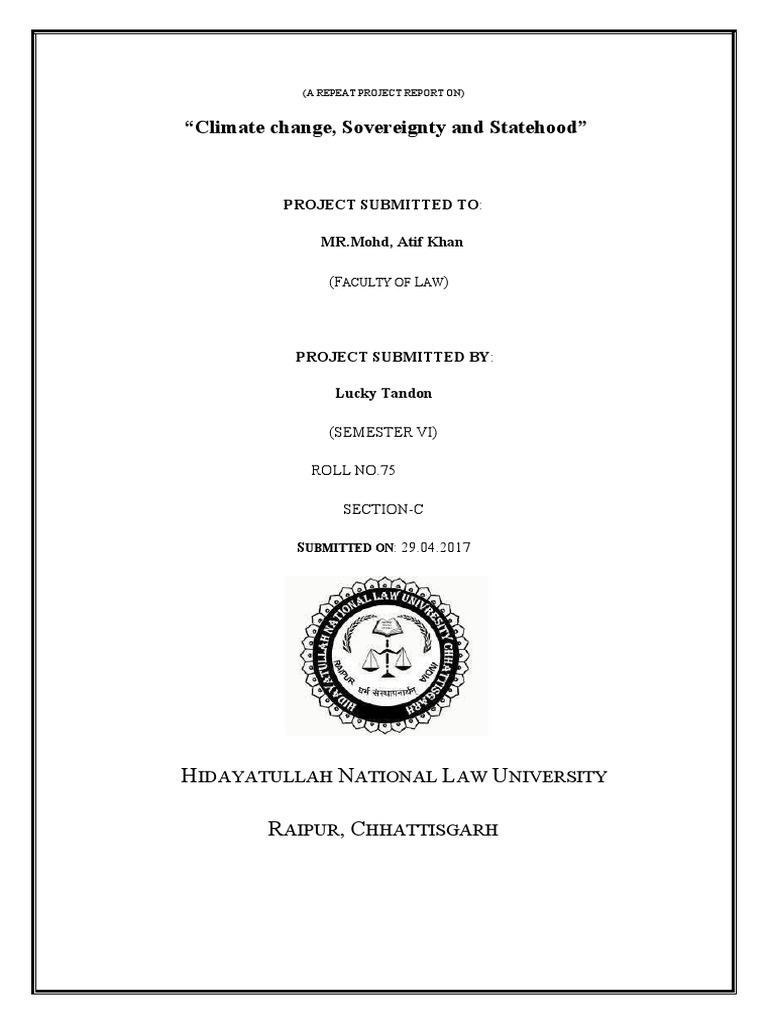 "Climate Change, Sovereignty and Statehood": H N L U R, C | PDF ...