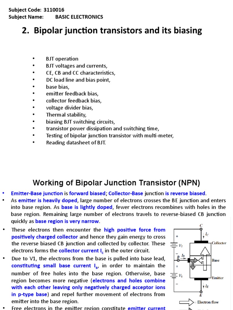 Basic Electronics - Unit 2 - Transistors | PDF | Bipolar Junction Transistor | P–N Junction