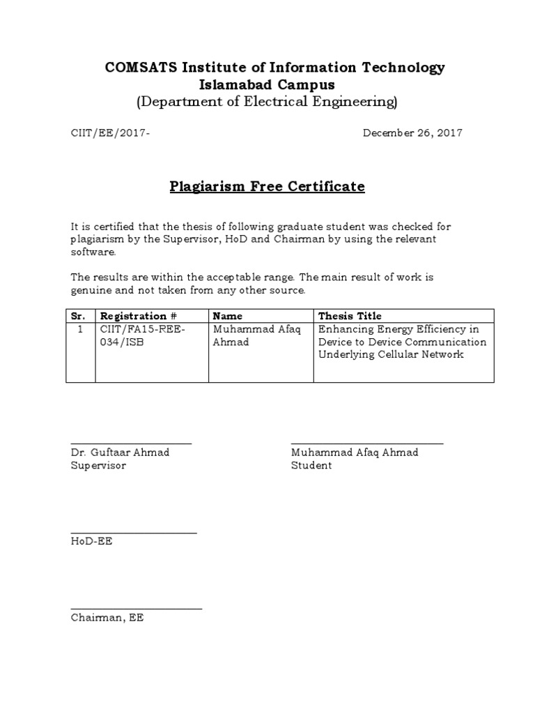 Plagiarism Free Certificate-3 | PDF
