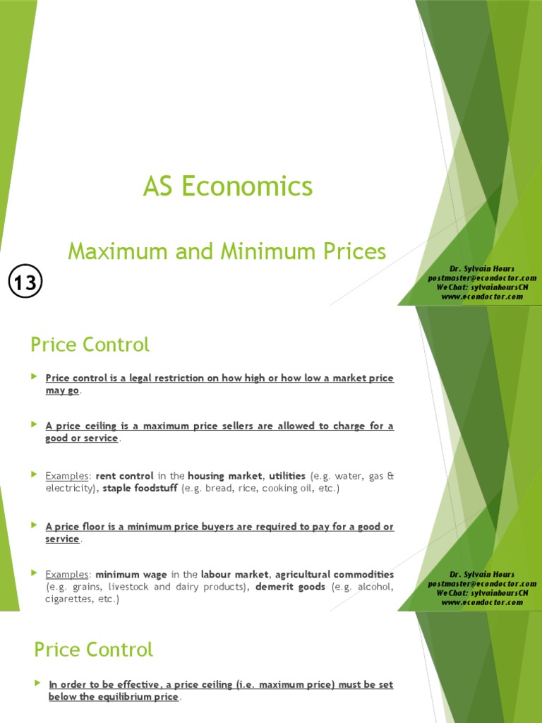 AS Economics - 13 - Government Microeconomic Intervention (Maximum and Minimum Prices) | PDF ...