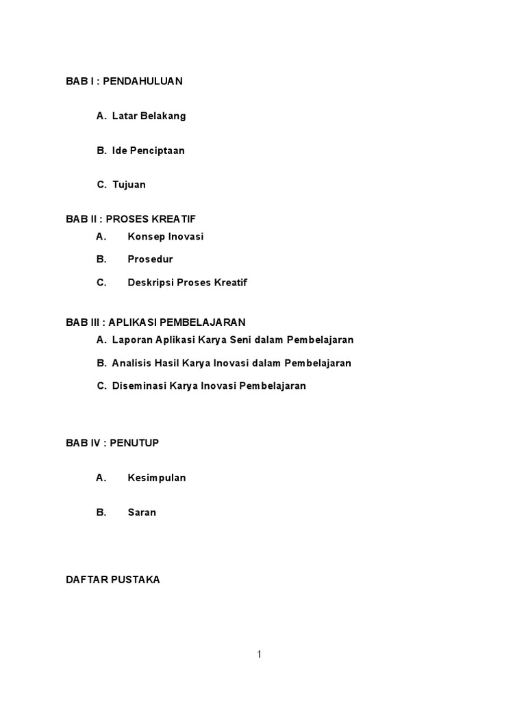 Contoh Format Laporan Karya Inovasi | PDF