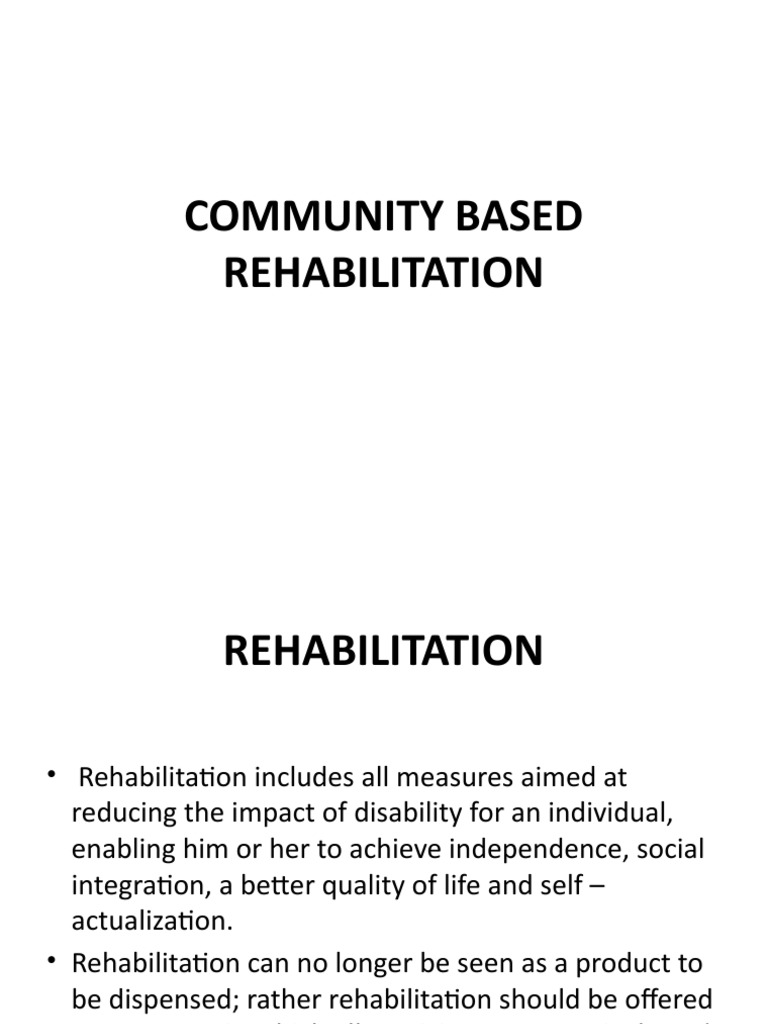 Community Based Rehabilitation | PDF